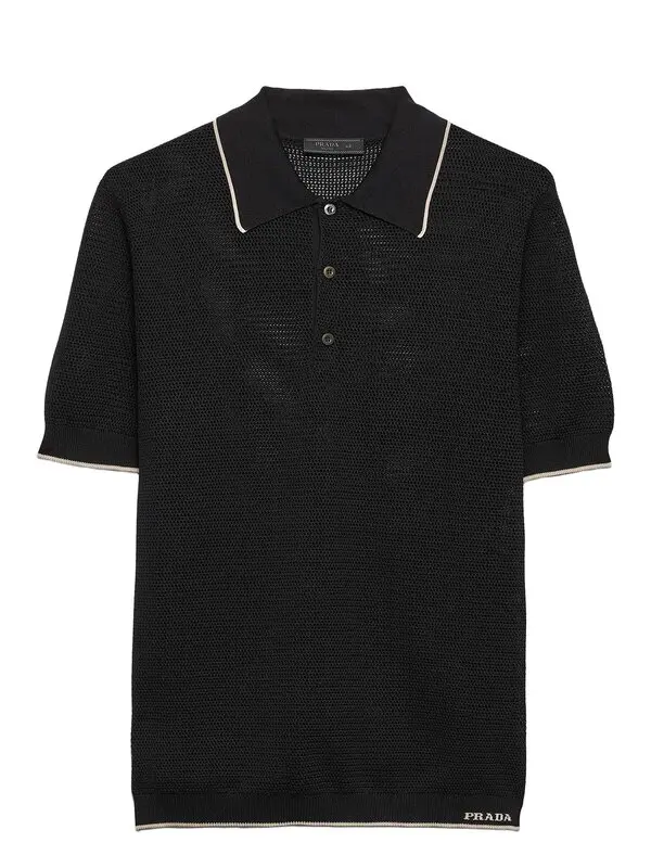 Prada Silk And Cotton Polo Shirt - Black