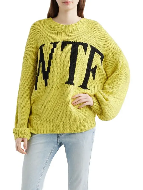 DRESSED IN LALA Crop Sweater - Chartreuse