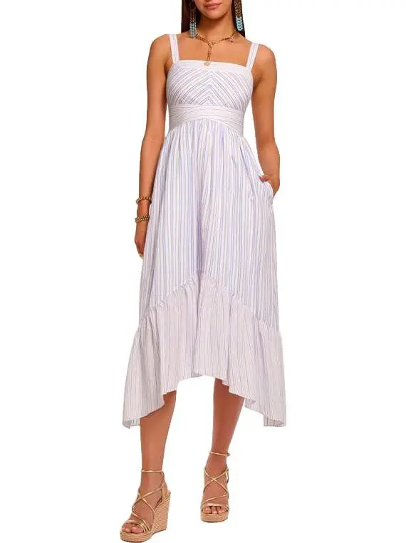Ramy Brook Nadia Sleeveless Asymmetric Sundress - Blue Stripe Combo