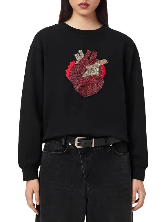 ALLSAINTS Andrea Pippa Embellished Sweatshirt - Black