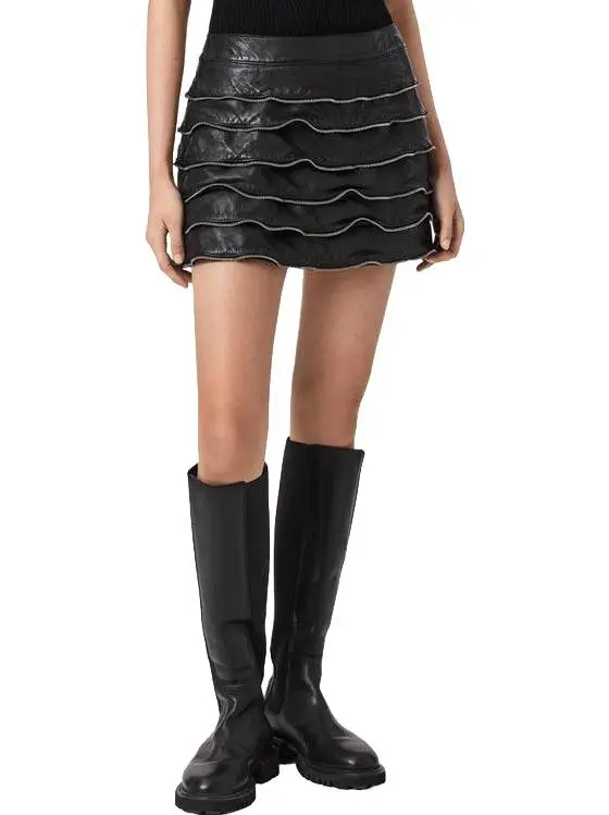 ALLSAINTS Emara Leather Miniskirt - Black