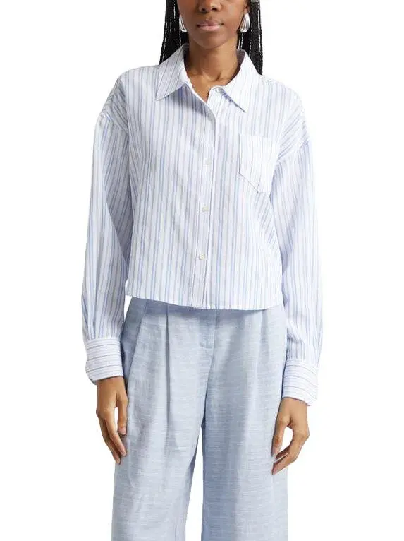 Ramy Brook Marnie Stripe Shirt - Blue Stripe Combo