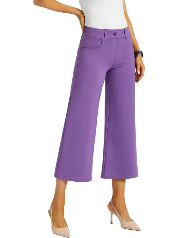 Betabrand 7-pocket Dpyp™ Crop Wide Leg Pants - Grape