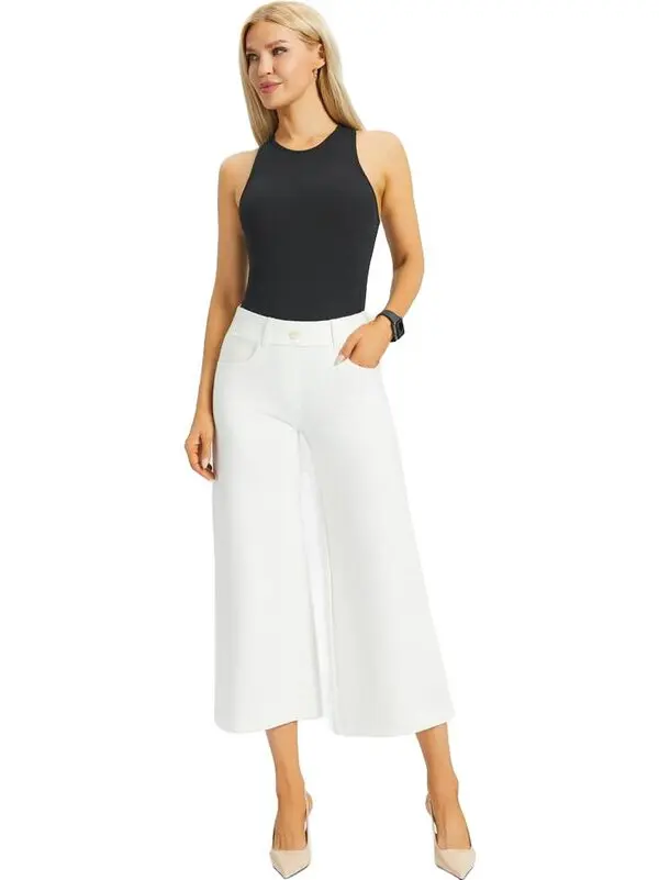 Betabrand 7-pocket Dpyp™ Crop Wide Leg Pants - Star White