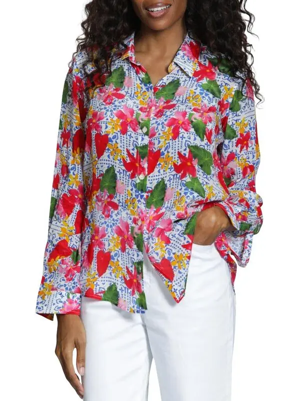 APNY Floral Print Woven Shirt - Pink Multi