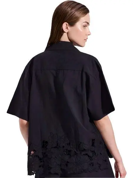 LUMA GOTTEX Amalfi Lace Button-down Shirt - Black