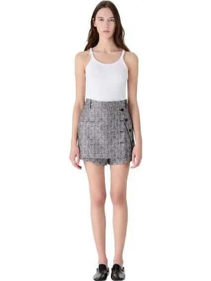 IRO PARIS Metallic Tweed Skort - Black/white/lurex