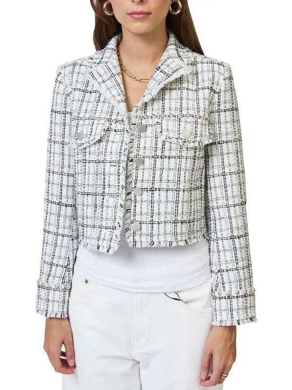 Central Park West Logan Studded Tweed Jacket - Ivory