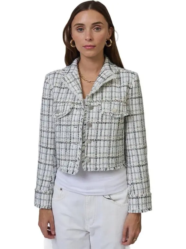 Central Park West Logan Studded Tweed Jacket - Ivory