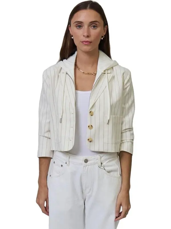 Central Park West Serena Cropped Sleeve Dickey Jacket - Ivory