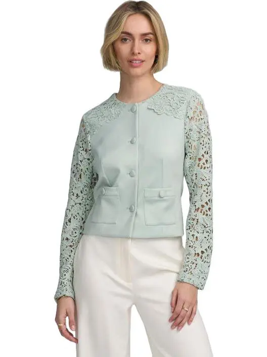ELLE COLLECTION Lace Satin Jacket - Celadon