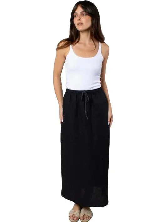 LEISURE LAB Linen Resort Skirt - Black