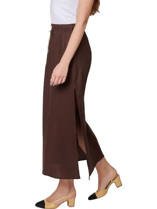 LEISURE LAB Linen Resort Skirt - Espresso