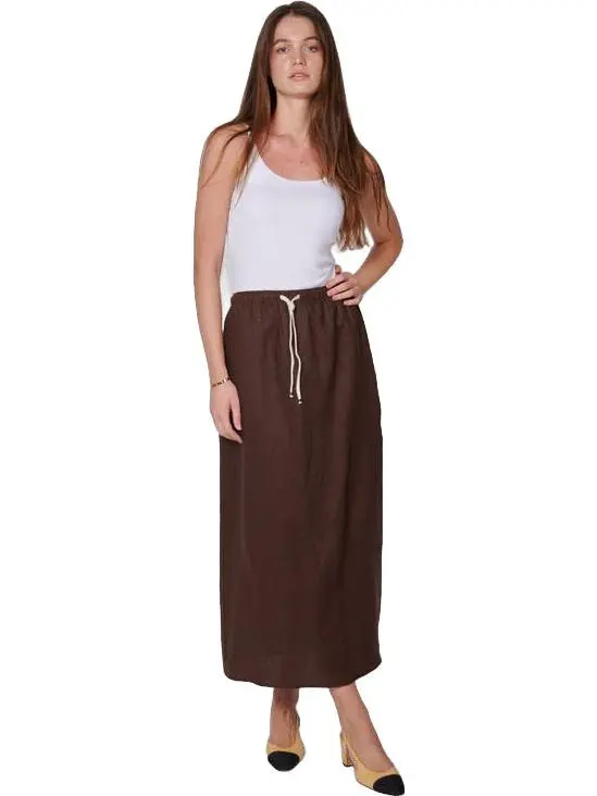 LEISURE LAB Linen Resort Skirt - Espresso