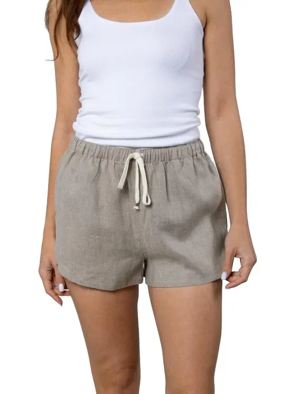 LEISURE LAB Linen Resort Short - Cappuccino