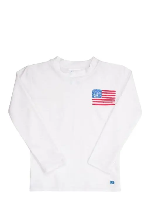 RUGGEDBUTTS Applique Long Sleeve Rash Guard - Freedom Flag White