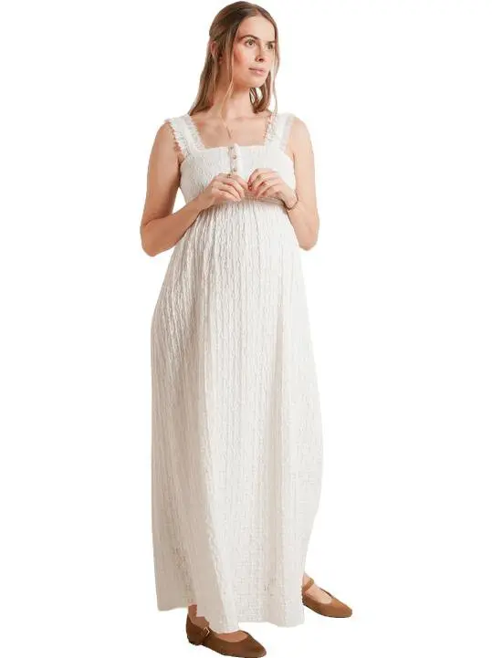 NOM MATERNITY Emma Maxi Dress - White Lace