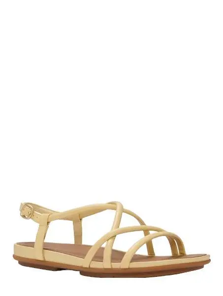 Fitflop Gracie Leather Strappy Flat Sandals - Blonde