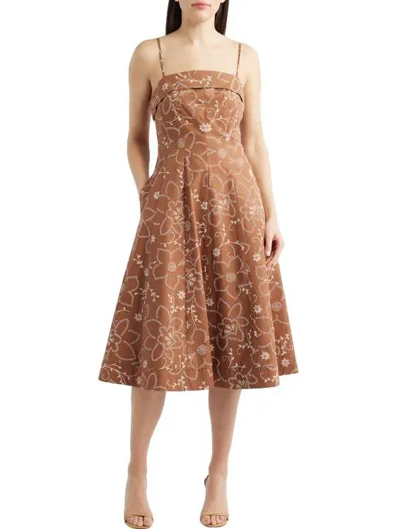 Sam Edelman Embroidery Print Cotton Dress - Mocha
