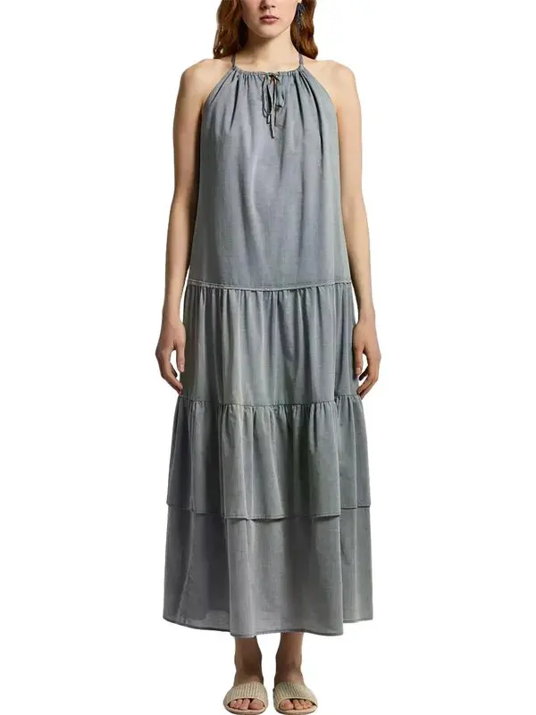 Peserico Gathering-detail Maxi Dress - Blue