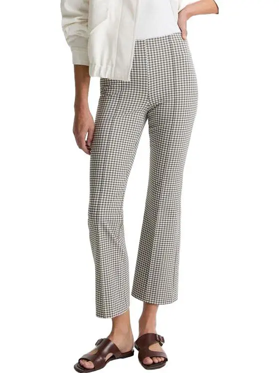 Vince Niki Mid-rise Crop Gingham Pants - Tapenade Gingham