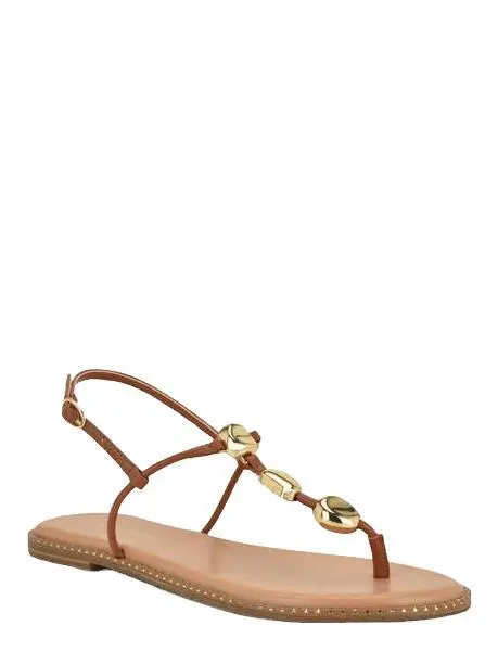 Nine West Derika T-strap Sandal - Medium Brown