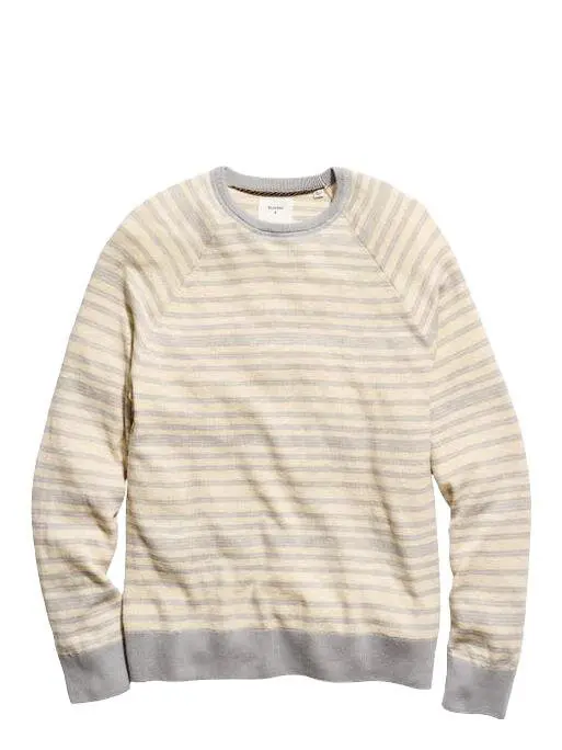 Billy Reid Stripe Crewneck Cotton Sweater - Tinted White/silver