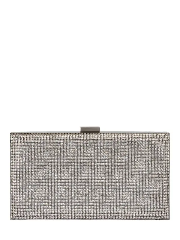 OLGA BERG Crystal Embellished Box Clutch - Silver