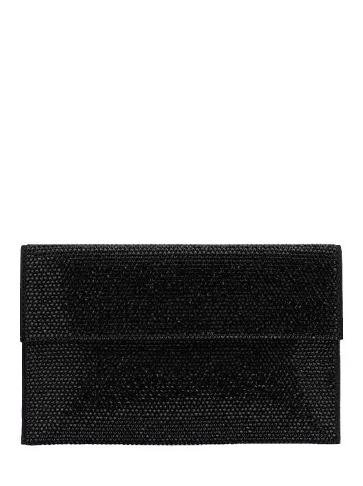 OLGA BERG Cara Crystal Envelope Clutch - Black