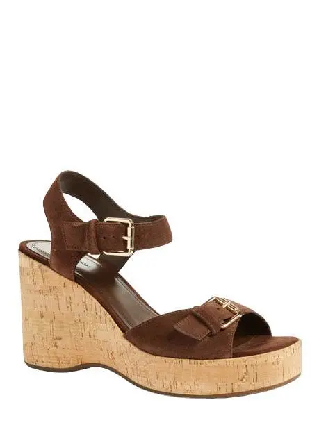 Nordstrom Platform Wedge Sandal With Ankle Strap - Brown Chocolate