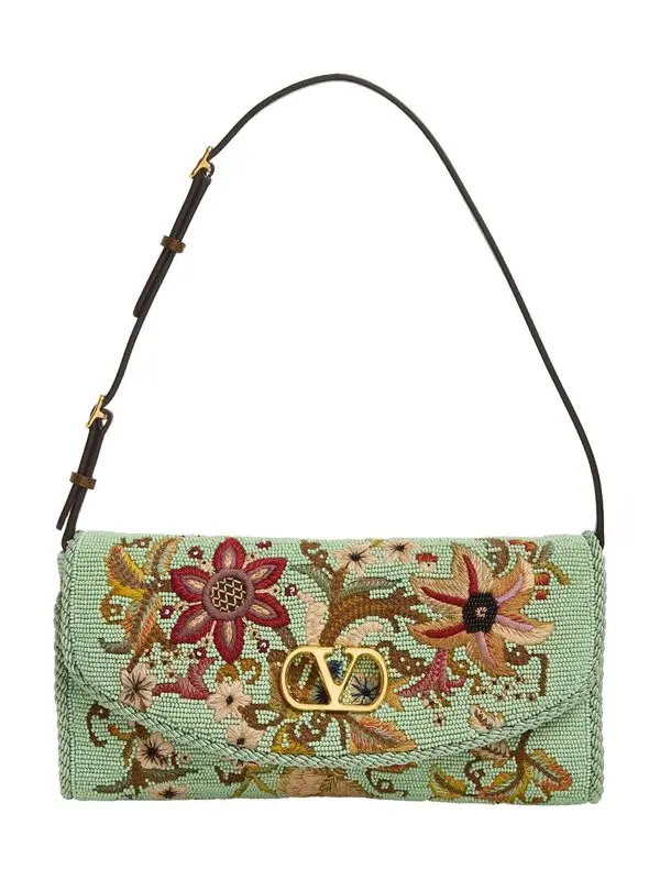 Valentino Garavani Vain Soft Embroidered Top Handle Bag - Multi Green
