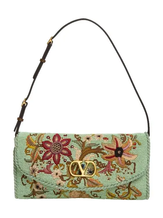 Valentino Garavani Vain Soft Embroidered Top Handle Bag - Multi Green