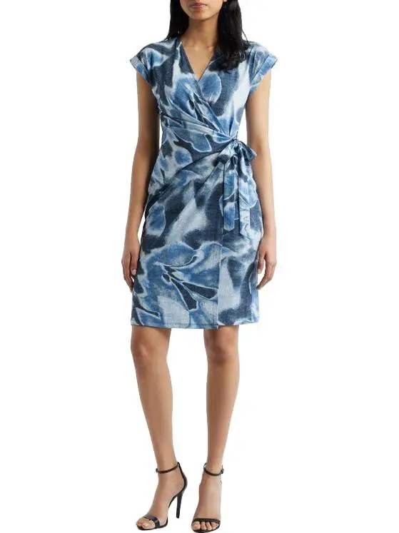 Anne Klein Floral Wrap Dress - Distant Mountain Multi
