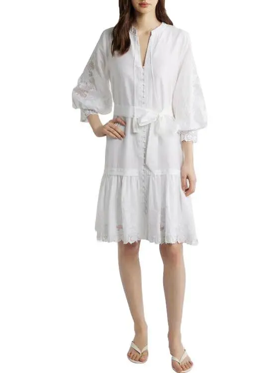 Kobi Halperin Erica Embroidered Cotton & Silk Dress - White