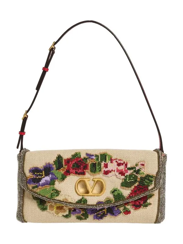 Valentino Garavani Vain Soft Beaded Top Handle Bag - Multi Beige