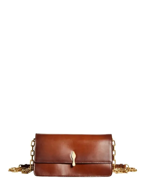 CHRISTIAN LOUBOUTIN Bettina Leather Crossbody Bag - X235 Cognac/gold