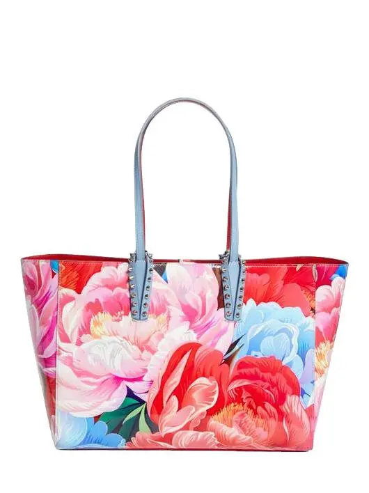 CHRISTIAN LOUBOUTIN Small Cabata Soft Floral Patent Leather Tote - M251 Multi/silver