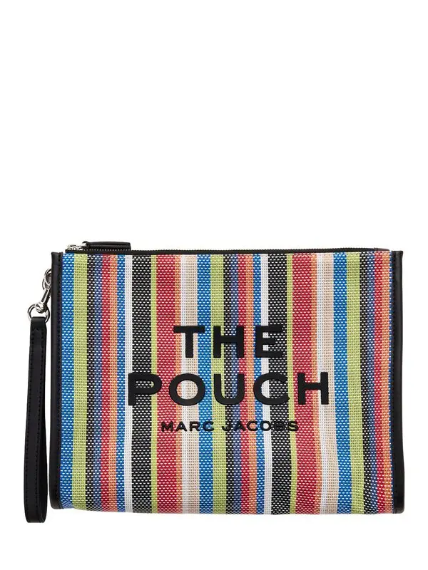 Marc Jacobs Large Stripe Mesh Pouch - Red Multi