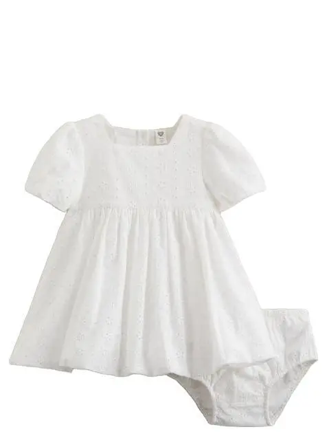 Nordstrom Bubble Cotton Broderie Anglaise Dress With Bloomers - White