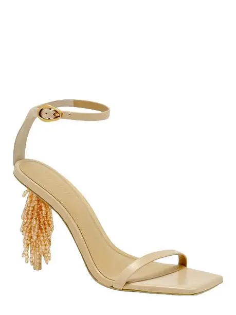 Cult Gaia Sienna Beaded Ankle Strap Sandals - Sand