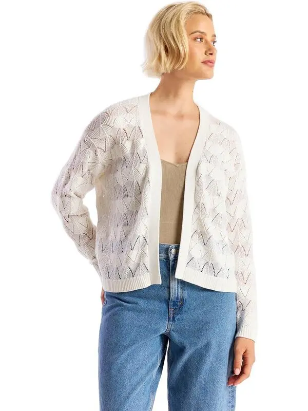 WISPR Chevron Stitch Cardigan - Ivory