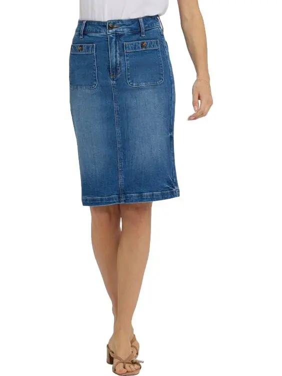 NYDJ Patch Pocket Denim Skirt - Wild River