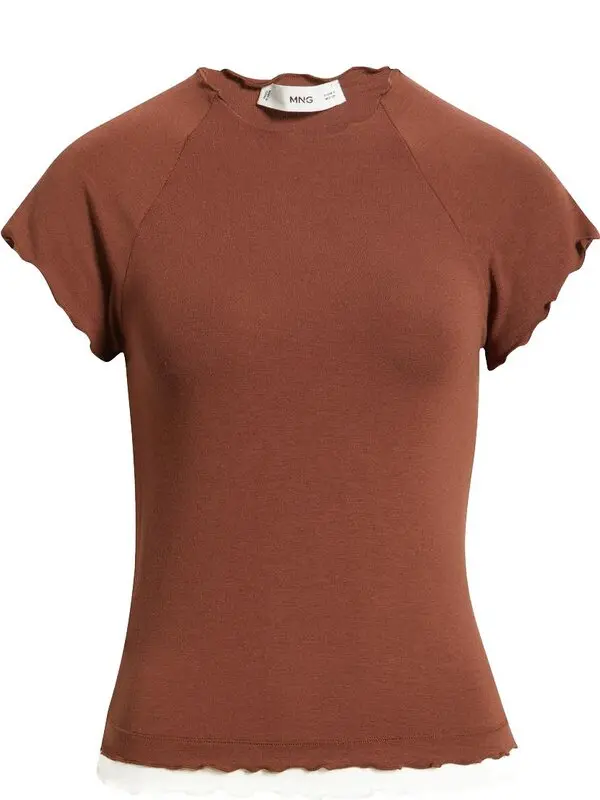 Mango Lettuce Edge Layered Top - Brown