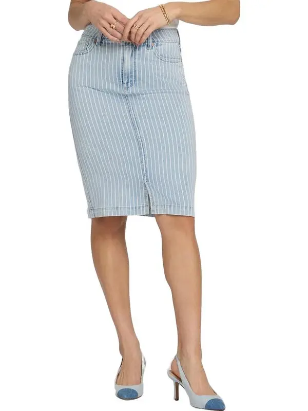 NYDJ Stripe High Waist Denim Skirt - Azure Stripe