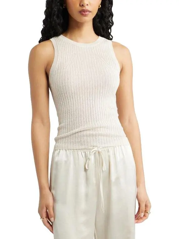 OPEN EDIT Linen Blend Sweater Tank - Ivory Dove
