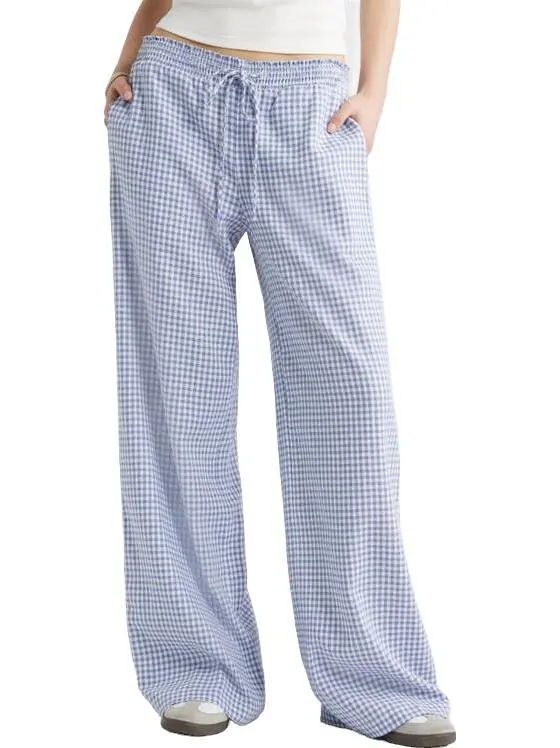 Bp. Linen Blend Beach Pants - Blue- White Demi Gingham