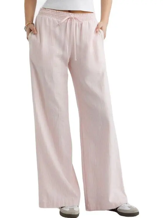 Bp. Linen Blend Beach Pants - Pink- White Nia Stripe