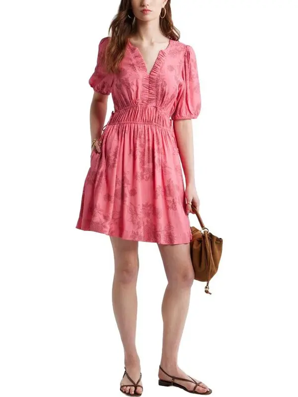 Treasure & Bond Print Puff Sleeve Minidress - Pink Lace Bloom