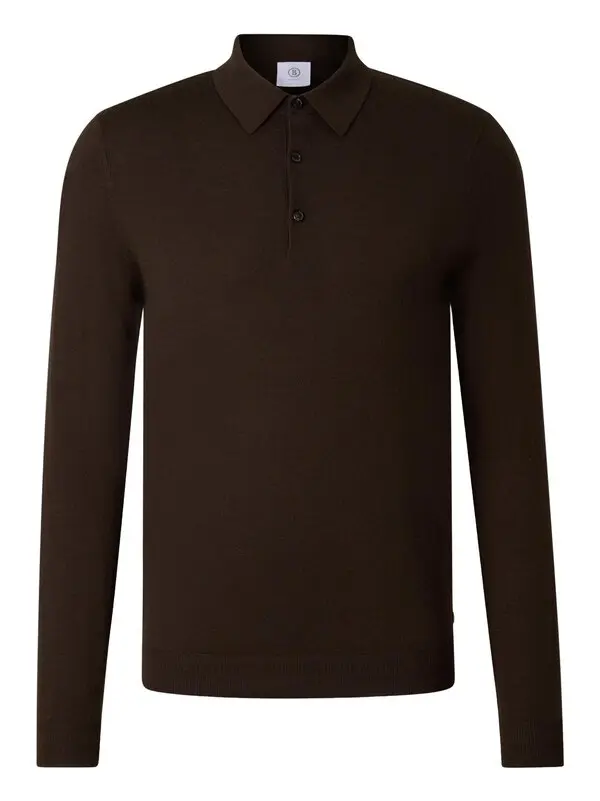 Bogner Knitted Polo Long-sleeved Top Jake - Dark Brown