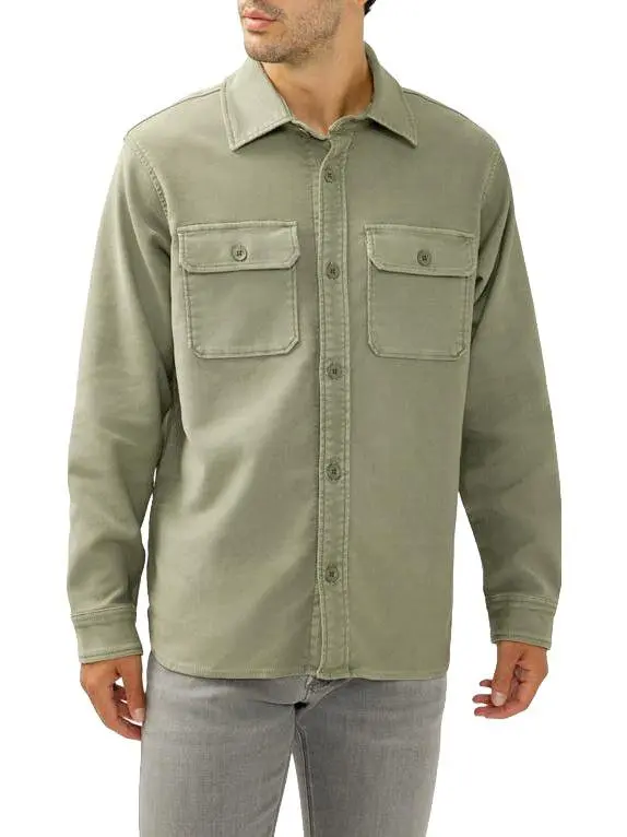 SILVER JEANS CO. Field Cotton Blend Button-up Shirt Jacket - Palm Green
